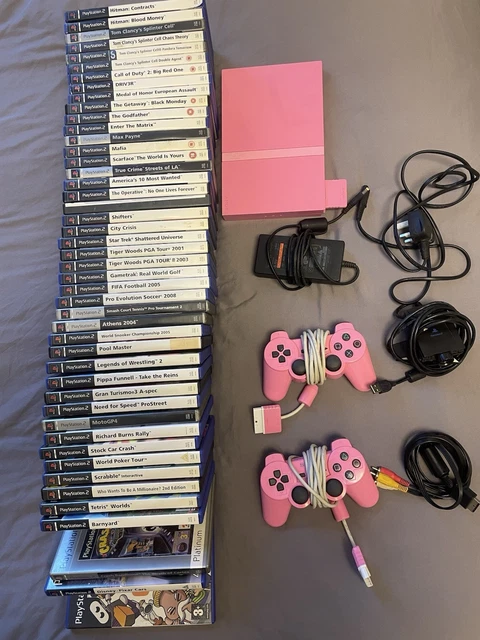 PINK SONY PLAYSTATION 2 with 46 Games Limited Edition PS2 Slim Console ...