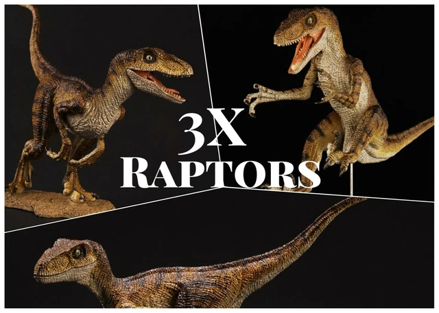NEW REBOR RAPTOR TRIO (Winston x2 + Jack) Velociraptor Jurassic Park JP ...
