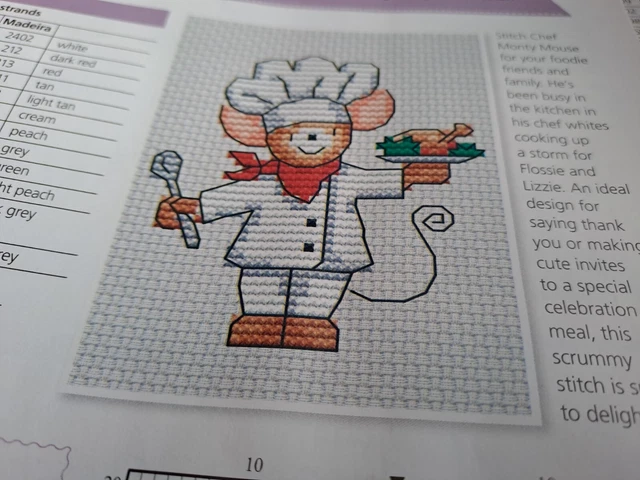CROSS STITCH CHART Furry Tales Mouse Chart Chef Monty Mouse £0.99 ...