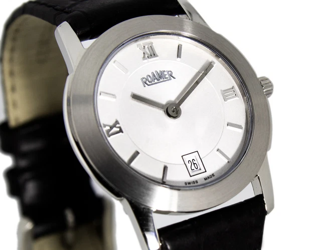 ROAMER DAMENUHR 5MM Flach Saphir Glas Swiss made Edelstahl Ref.526280 ...