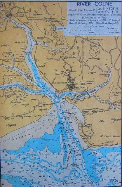 1943 WW2 D DAY Admiralty Map Chart RIVER COLNE ref:76 EUR 16,93 ...