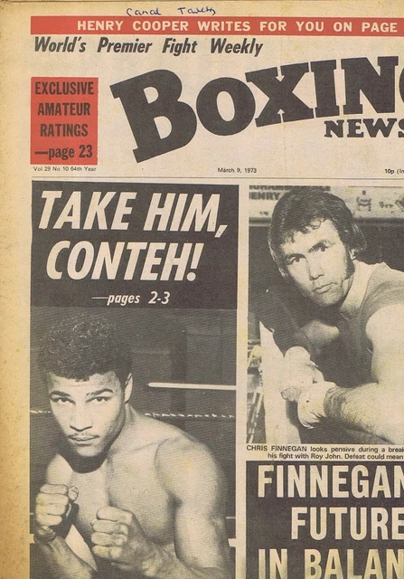 JOHN CONTEH / CHRIS FINNEGAN Boxing News MAR 9 1973 £3.64 - PicClick UK