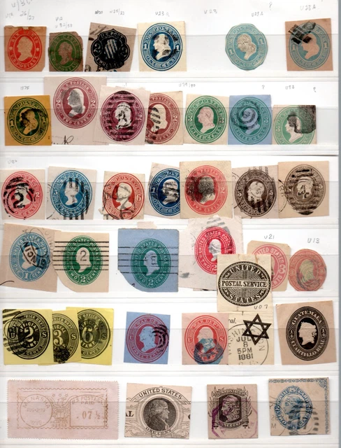SELECTION OF 37 USA(Mainly) Postal Stationery Cut Outs etc See Scans ...
