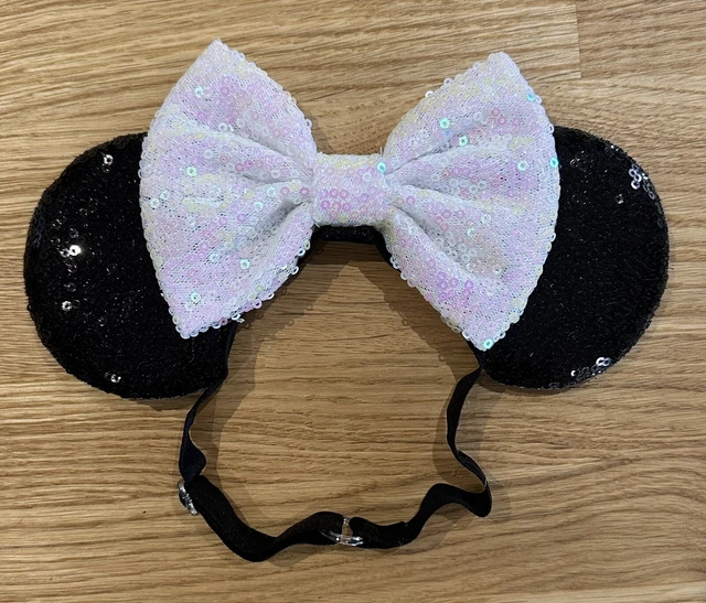 WHITE BOW ADJUSTABLE Mouse Ear Headband Disney Inspired Minnie Mickey ...