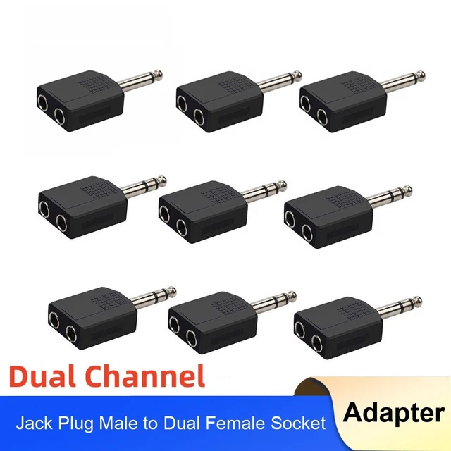 6.35MM STEREO JACK Plug Male to Dual Female Socket Adapter Mono/Dual ...