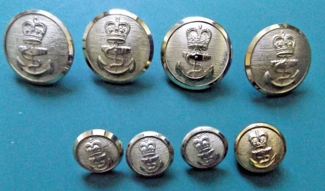 BUTTONS ROYAL NAVY GOLD 8 VINTAGE - 23mm and 13mm QEII GAUNT LONDON ...