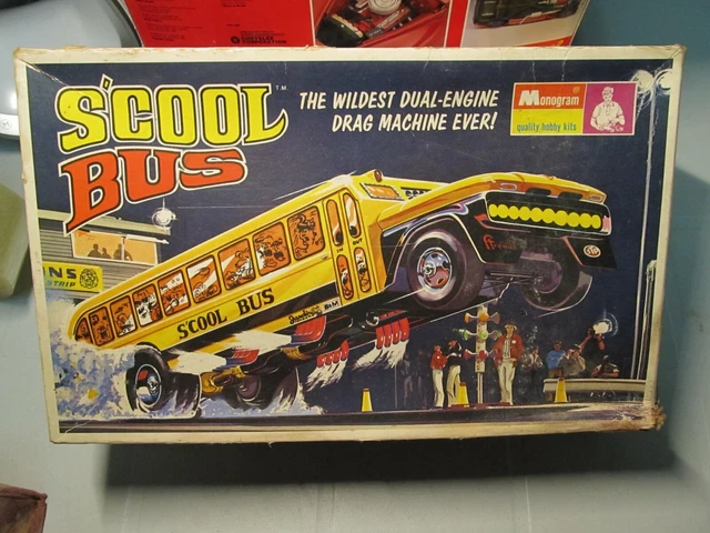 VINTAGE ORIGINAL 1970 Monogram S'Cool Bus Drag Machine 1/24 scale by ...