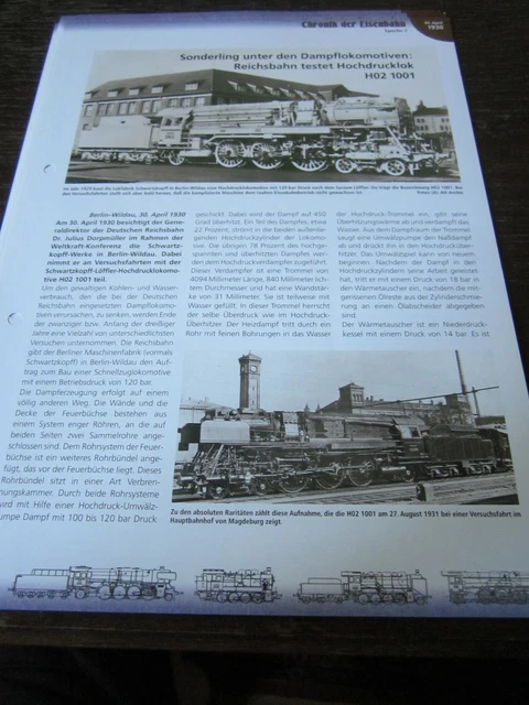 CHRONIK DER EISENBAHN 2 1930 Reichsbahn testet Hochdrucklok H 02 1001 ...