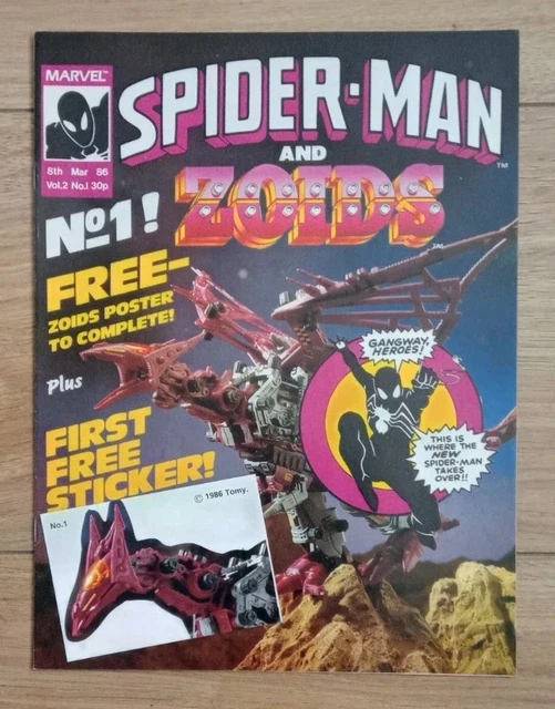 SPIDER MAN AND ZOIDS COMIC #1 WITH FREE GIFT STICKER + POSTER 8th MARCH ...