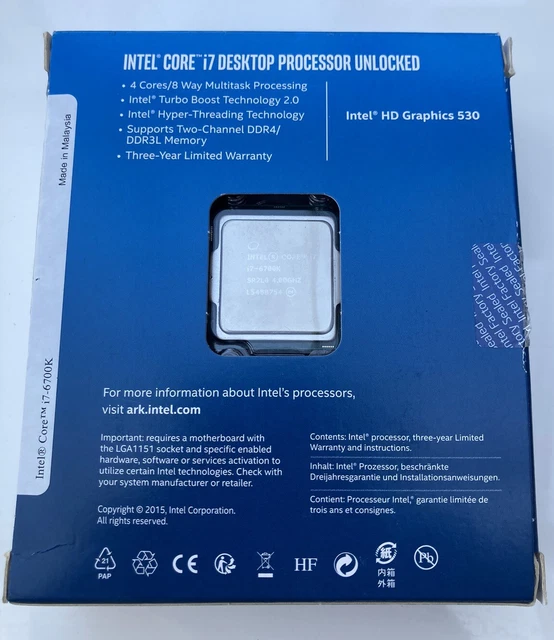 INTEL CORE I7-6700K 4,00 GHz LGA 1151 processore quad-core (SR2L0) in ...