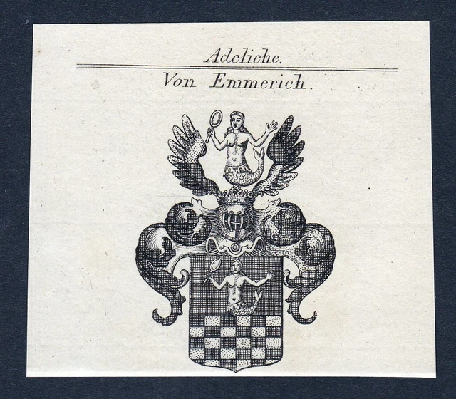 ENV. 1820 EMMERICH Armoiries Adel Coat Of Arms Gravure sur Cuivre ...