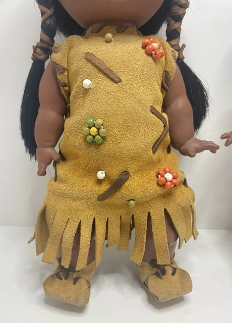 VTG 1960S NATIVE American Indian Dolls 2 LOT w Handmade Leather Clothes ...