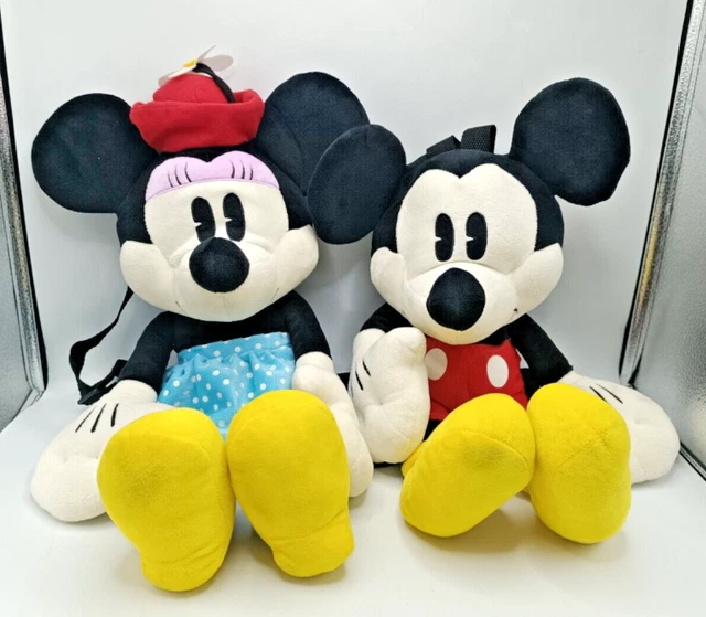 DISNEY MICKEY & Minnie Mouse Back Pack Rucksack Plush Teddy Toys. 18 ...