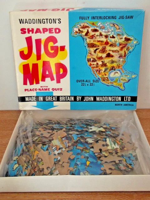 VINTAGE WADDINGTONS SHAPED JIG-MAP (ENGLISH, BOXED, 1960's) - NORTH ...