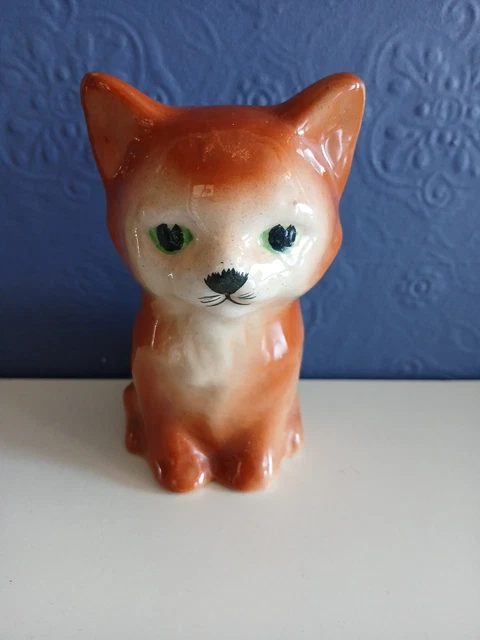 GOVANCROFT GLASGOW VTG 50s Ceramic Ginger Kitten, Green Pie Eye 4.5 ...