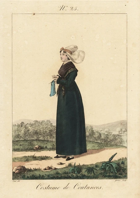 COUTANCES MANCHE NORMANDY France Copper Engraving Costume Tracht ...