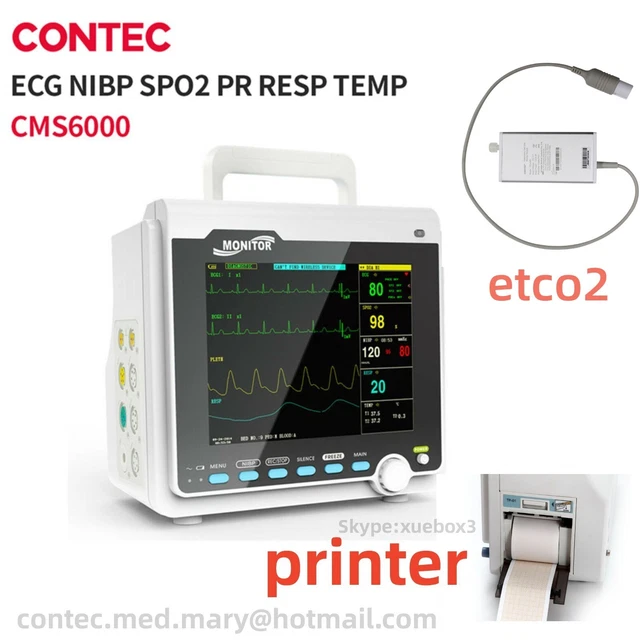 VITAL SIGNS CARDIAC Patient Monitor CO2 Capnograph +Printer ECG NIBP ...