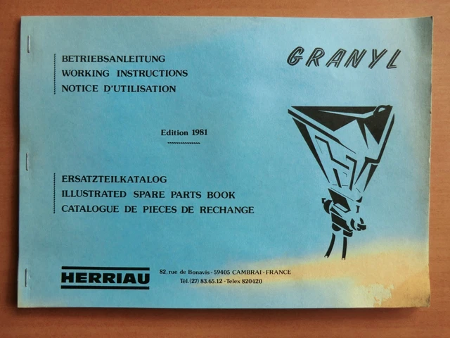 BETRIEBSANLEITUNG ERSATZTEILLISTE GRANYL Herriau Verteiler Getriebe ...