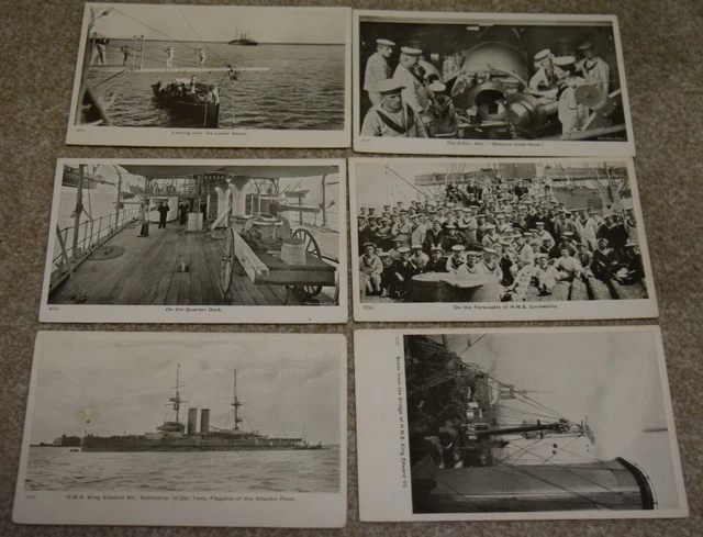 WW1 SIX NELSON series post cards HMS Corwallis & King Edward VII both ...