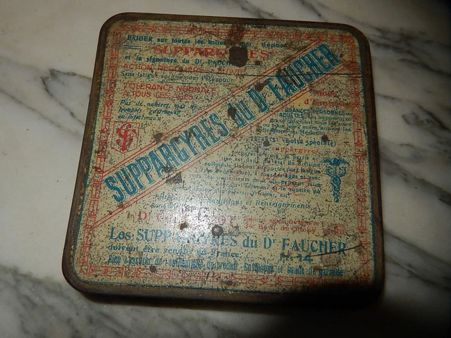 ANCIENNE BOITE TOLE Publicite Suppargyre Dr Faucher Medicament Vintage ...