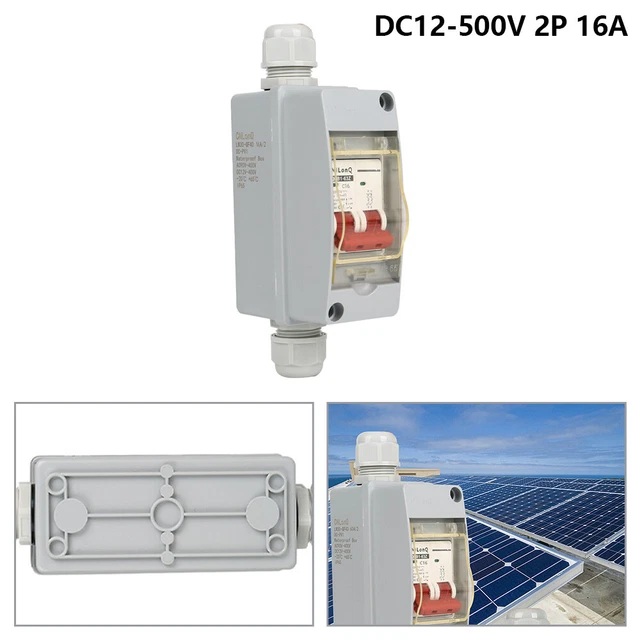 SOLAR DC CIRCUIT Breaker Box DC12-500V 16A 2-Pole Electrical Isolator ...