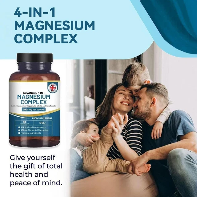 1-5X HIGH STRENGTH 2000mg Magnesium Glycinate 4-in-1 Complex Tablets ...