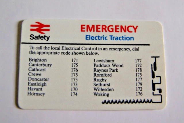 BRITISH RAIL EMERGENCY Electric Traction Card Train & Railway Safety ...