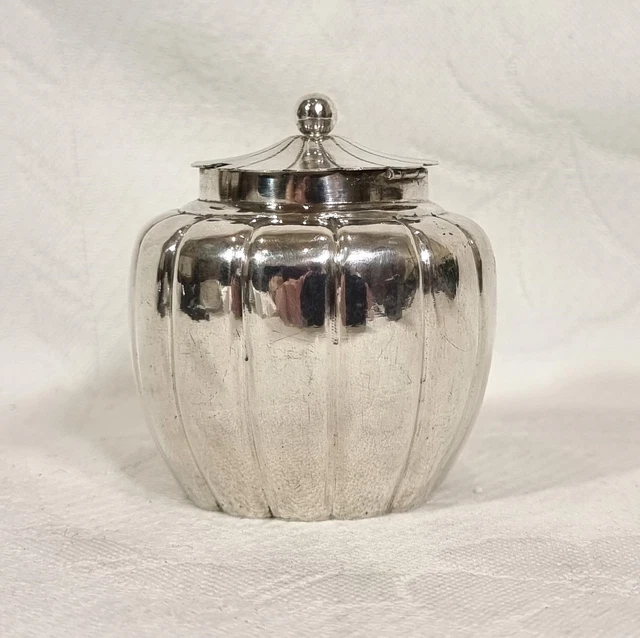 VINTAGE STERLING SILVER Fluted Sides Mustard Pot Clear Glass Liner EUR ...