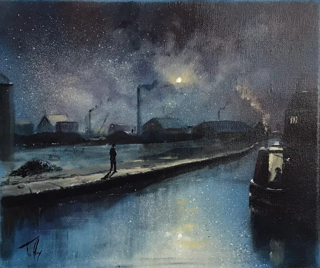 ORIGINAL PAINTING PETE Tuffrey Northern Art Canal Industrial Lowry ...