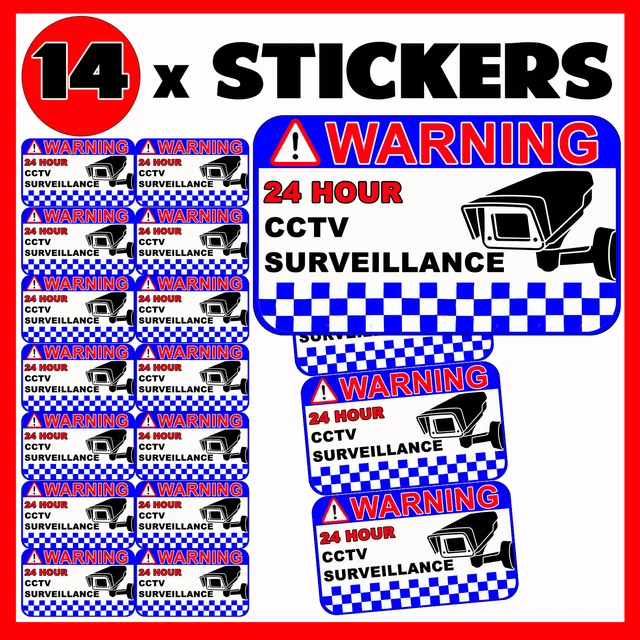 CCTV SECURITY STICKERS Warning Surveillance 24 Hours Camera Sticker ...
