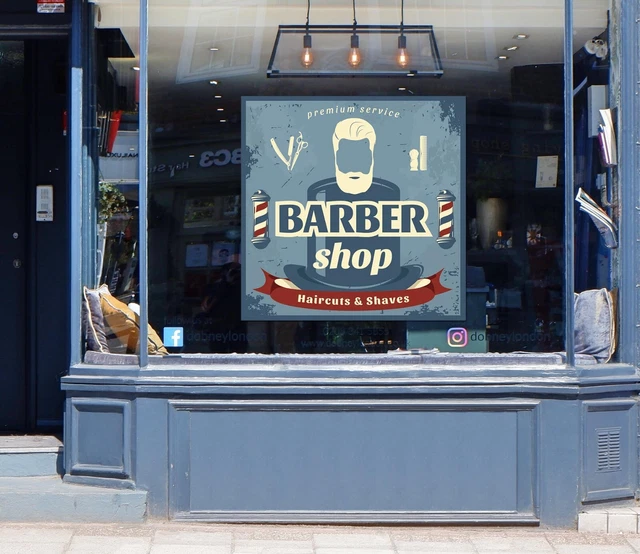 3D MAN HAIR Cut G115 Barber Shop Window Stickers Vinyl Wall Mural ...