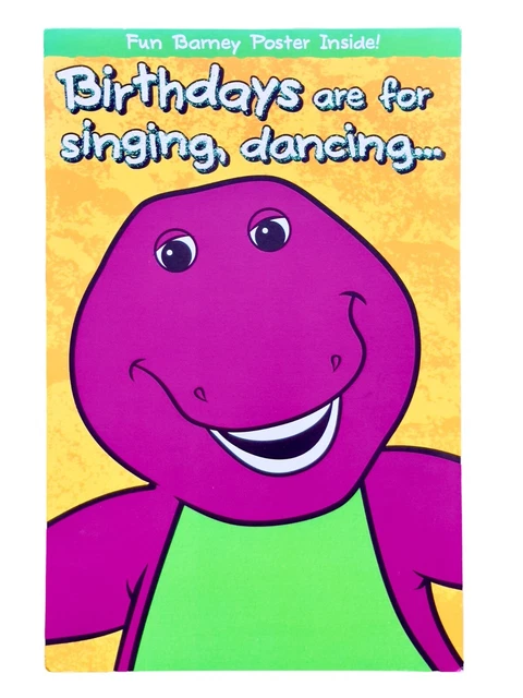 VINTAGE BARNEY BIRTHDAY Card & Poster FOR KID — AGC 2002 Lyons ...