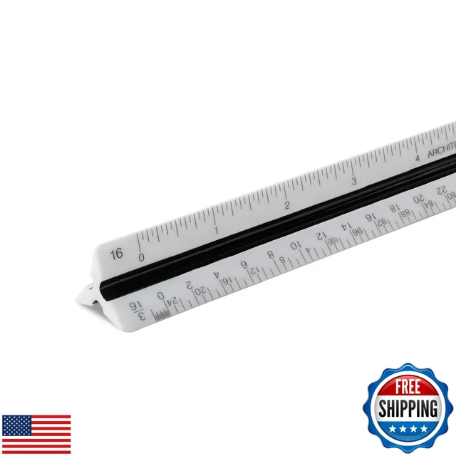 PACIFIC ARC ARCHITECT Triangle Scale Ruler 12 Inch with Acid Etched ...