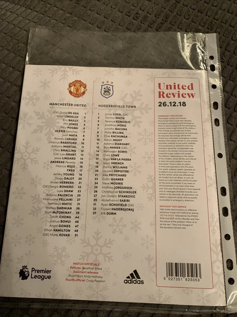 MAN UTD PROGRAMME Vs Huddersfield Season 2018/19 £3.31 - PicClick UK