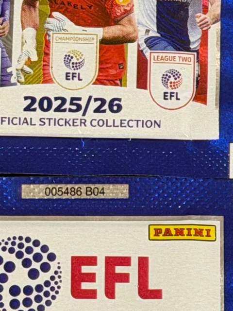 PANINI EFL 2025/26 Sticker Packs with rare codes x4 set - 1x Gold, 3x ...