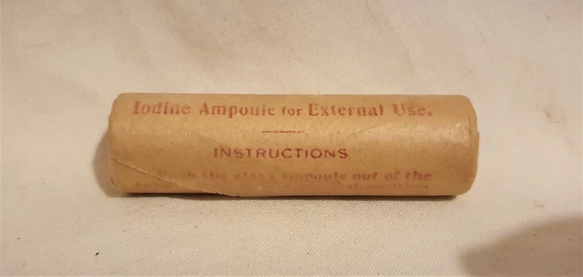 WW1 BRITISH ARMY RAMC Wound Antiseptic Iodine Ampoule for External Use ...