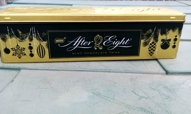 NESTLE AFTER EIGHT Storage Tin Christmas Celebration Design Scene Gold ...