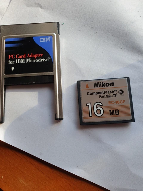 VINTAGE NIKON SANDISK 16MB Compact Flash Card EC-16CF with PC Card ...