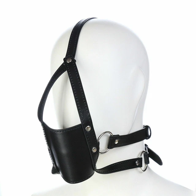 Open Mouth Gag Restraint Head Harness Bondage Hood Face Mask With Slave
