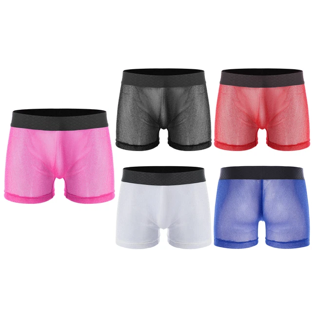 MEN SEXY SEMI-SEE Through Mesh Sheer Boxer Briefs Underwear Trunks ...