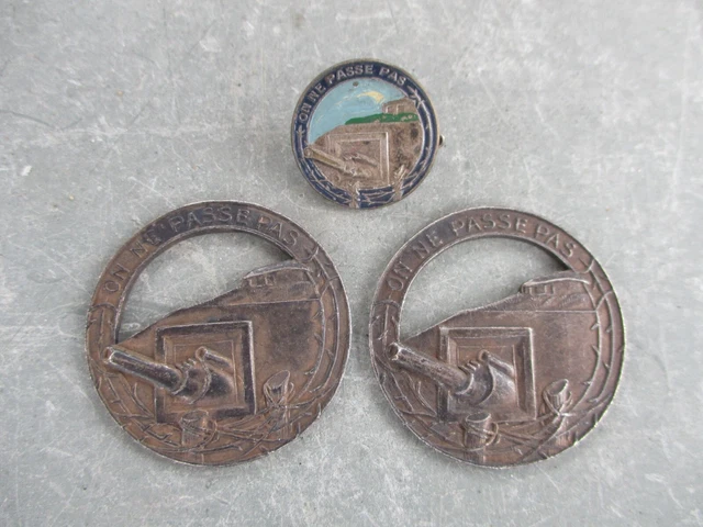 RARE LOT 3 insignes militaires Ligne Maginot On ne passe pas Seconde ...