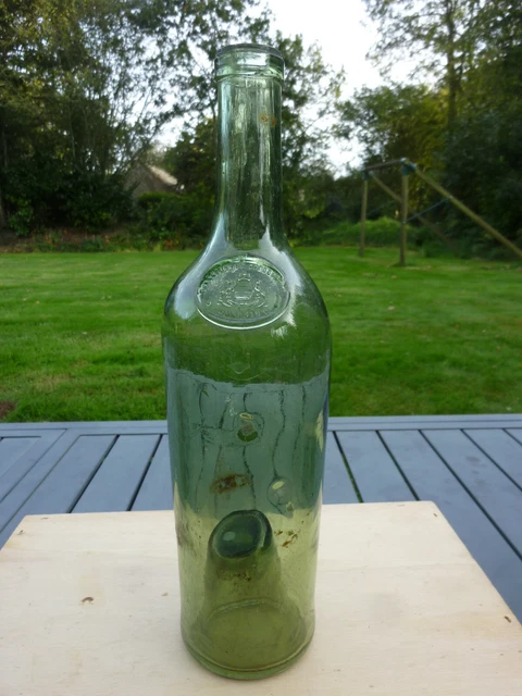 BOUTEILLE VERRE ANCIEN soufflé sceau Don Gutierrez Bordeaux seal vin ...