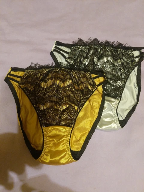 LOT OF 2 Satin Triple String Bikini With Lace Panties Size Medium $5.50 ...