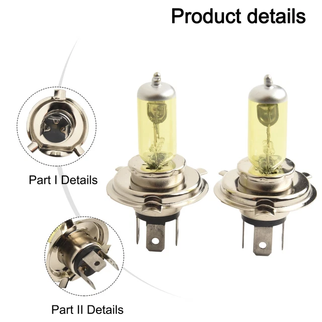 2x H4 55w 5000k Car Xenon Gas Halogen Headlight Headlamp Lamp Bulbs