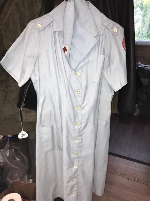 VIETNAM WAR AMERICAN Red Cross “Donut Dolly” Uniform Dress w/ Cap arc ...