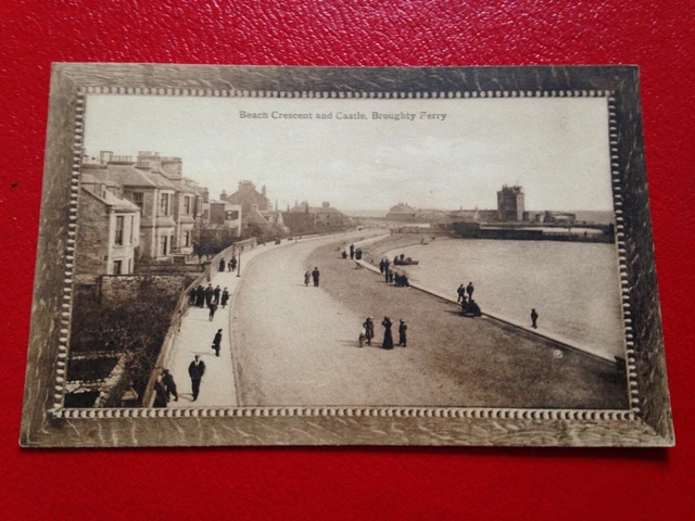 ANTIQUE VINTAGE POSTCARD Beach Cresent and Castle Broughty Ferry Dundee ...