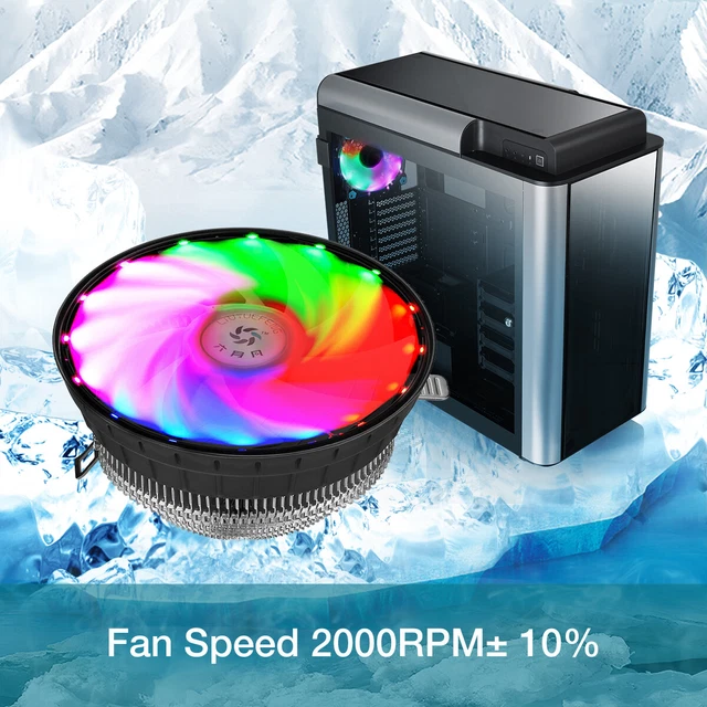 RGB COLOR CPU Cooler LED Air Heatsink Intel AMD PC Processor Desktop ...