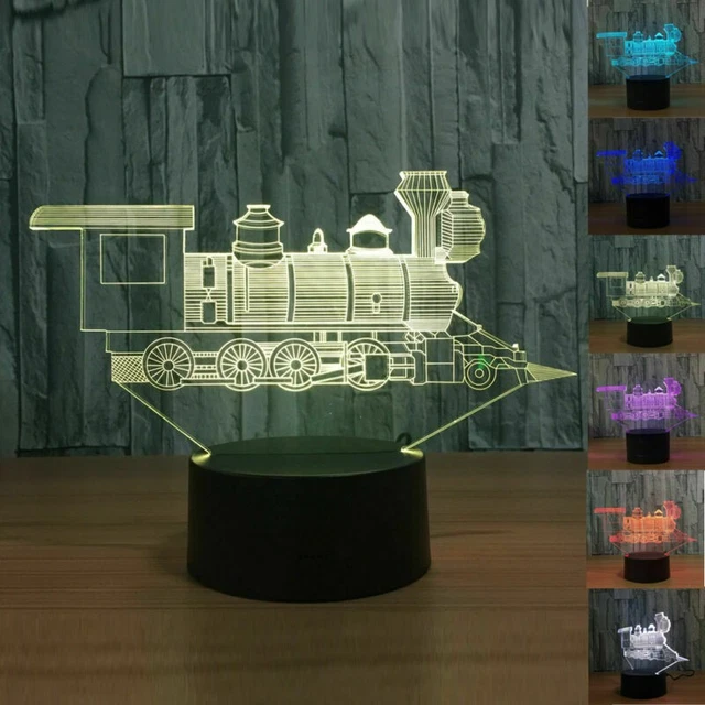 TRAIN MODEL LED 7 Color 3D illusion LED Figure Night Lights Desk Table ...