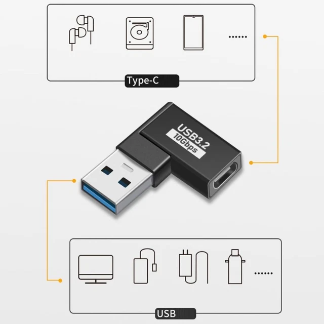 MALE TO FEMALE USB-A to Type-C 3.1 Converter Laptop U Disk Connector $6 ...