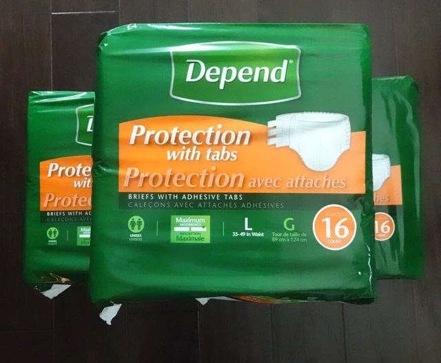 48 COUNT LG Depend Incontinence Protection w/ Tabs Maximum Absorbency 3 ...